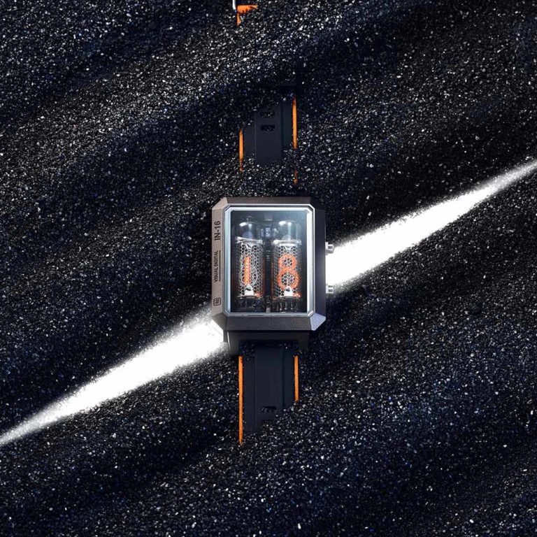 New non-traditional watch that shows time through luminous tubes.